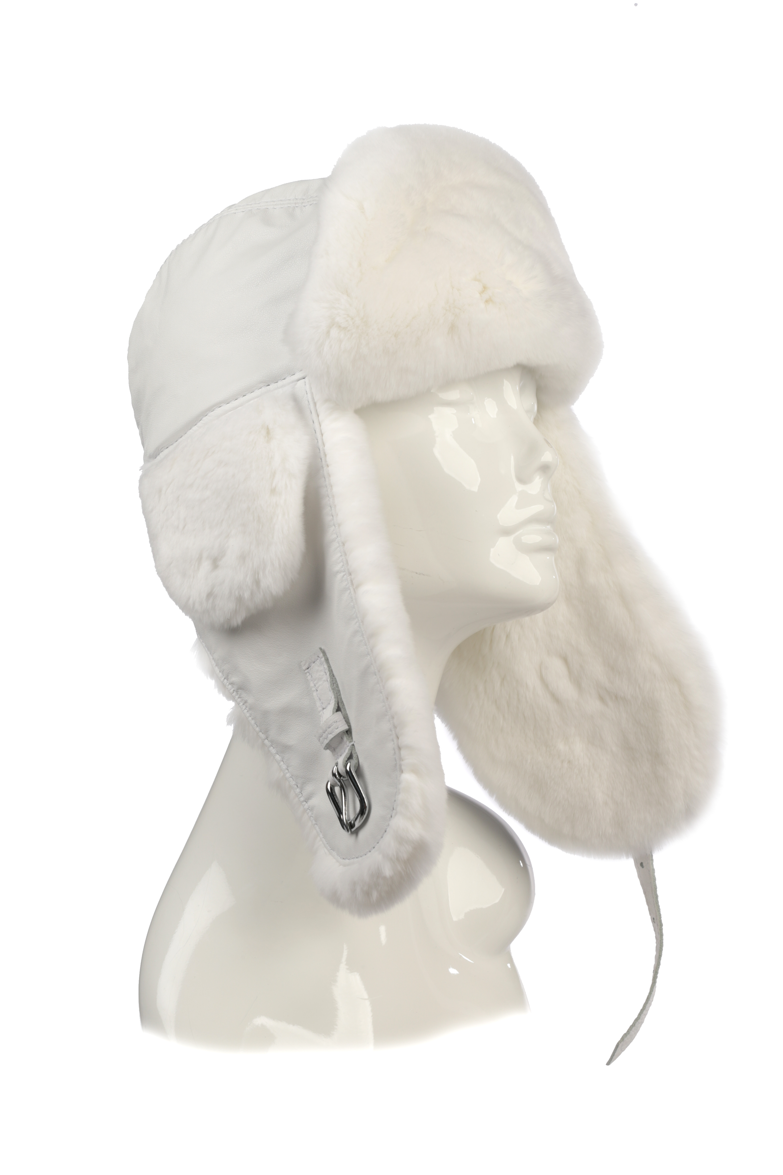 Aviator fur hat - White rex rabbit | BILODEAU Canada